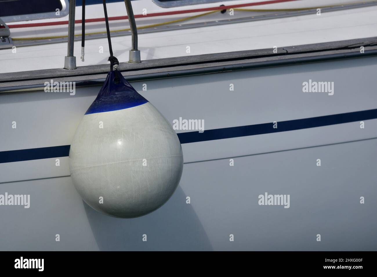 Traditional Greek sailing boat heavy duty blue and white balloon fender ...