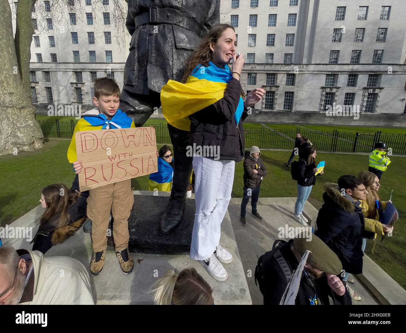 London, UK. 12 March 2022. Demonstrators show solidarity with the ...