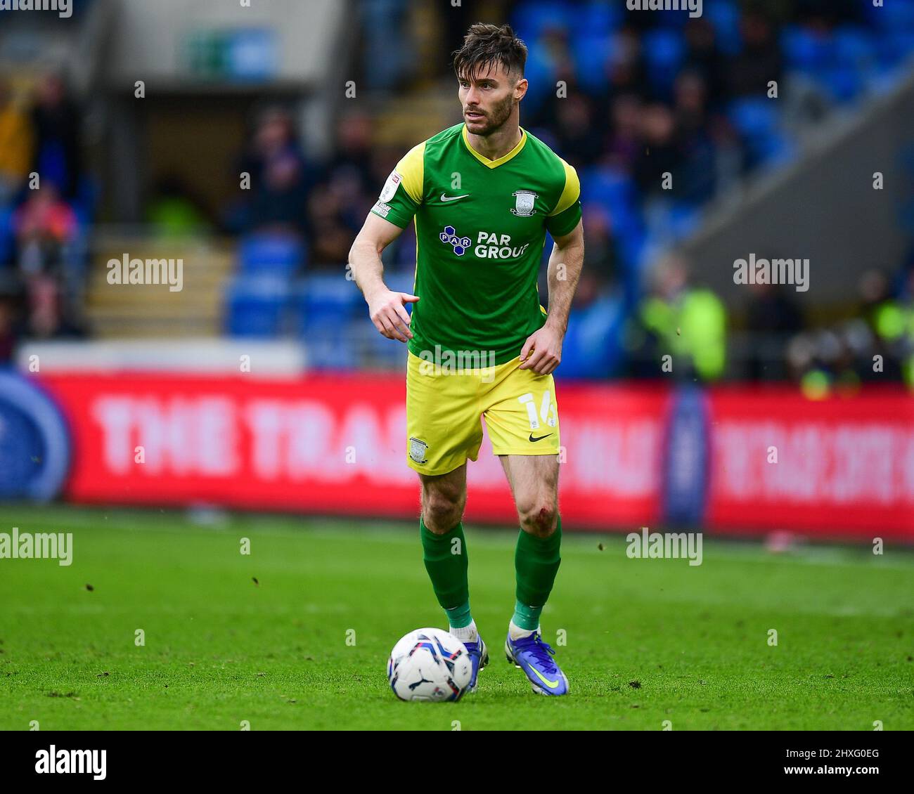 Andrew Hughes #16 of Preston North End in action during the game in ...