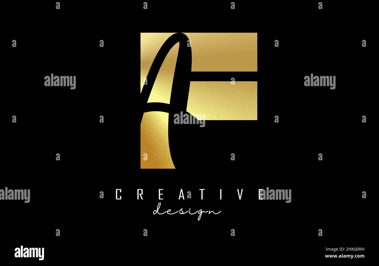 Golden FA Letters logo with negative space. Letters F and A with ...