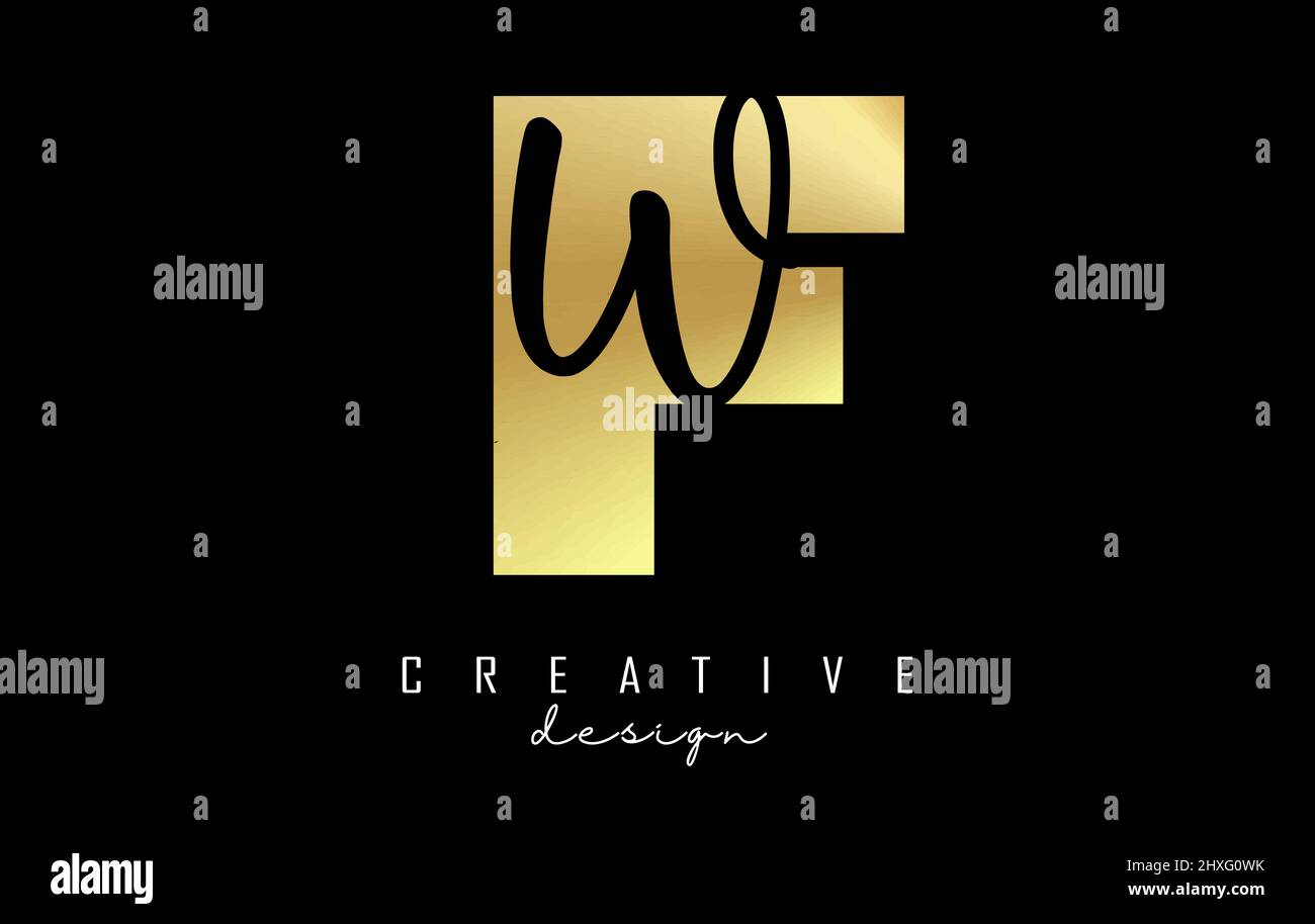 Golden Letters FW Logo with a minimalist design. Letters F and W with ...