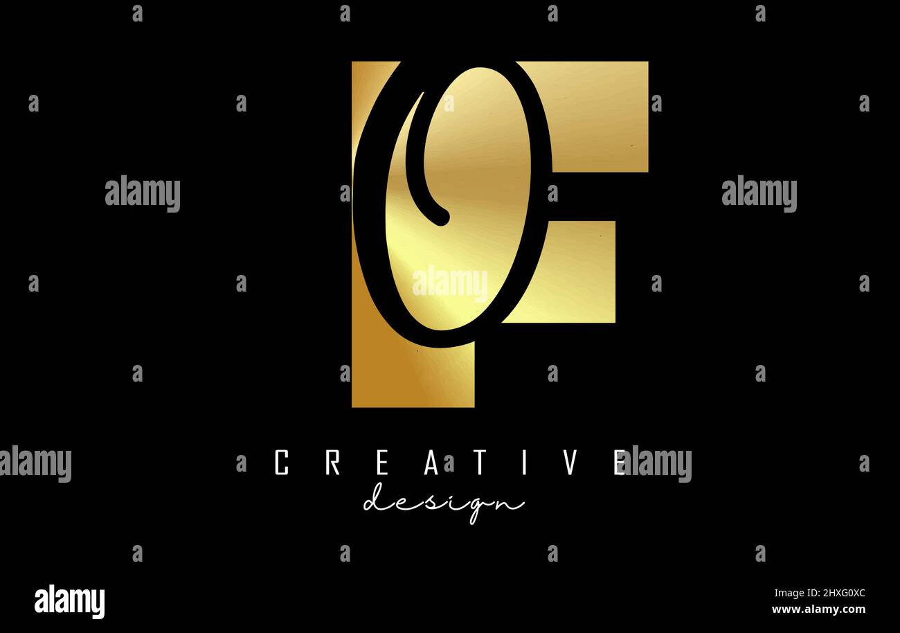 Golden Letters FO Logo with a minimalist design. Letters F and O with ...