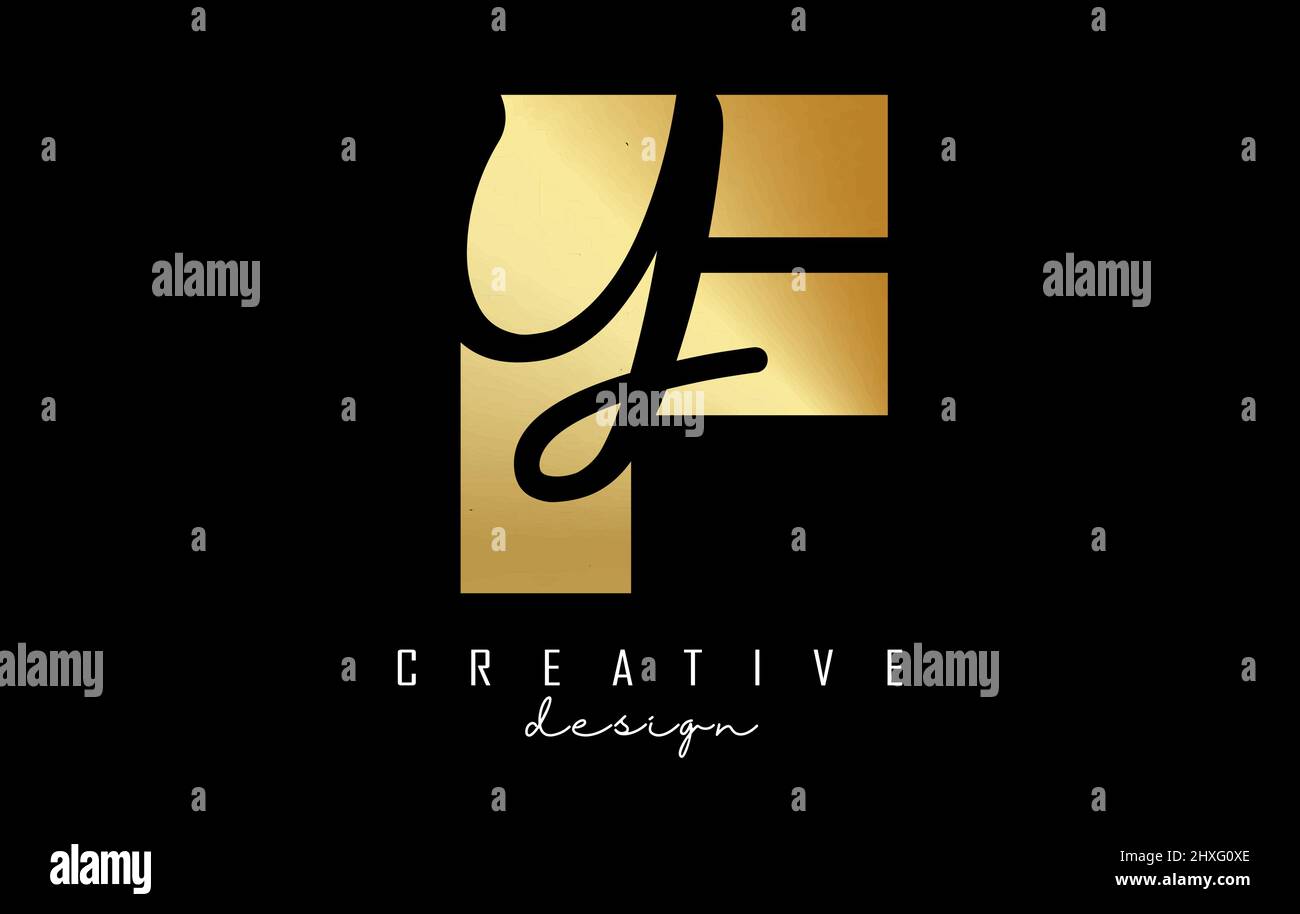 Golden Letters FY Logo with a minimalist design. Letters F and Y with ...