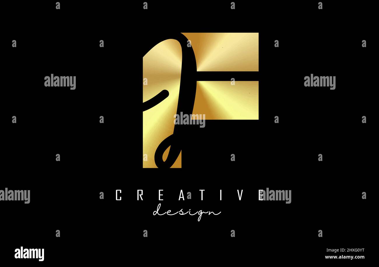 Golden Letters FJ Logo with a minimalist design. Letters F and J with ...