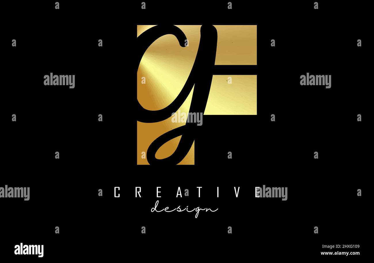 Golden Letters FG Logo with a minimalist design. Letters F and G with ...