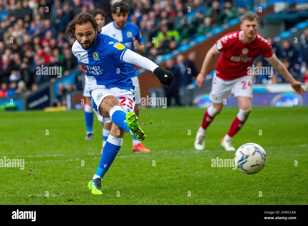 Blackburn, UK. 12th Mar, 2022. Bradley Dack #23 of Blackburn Rovers has ...