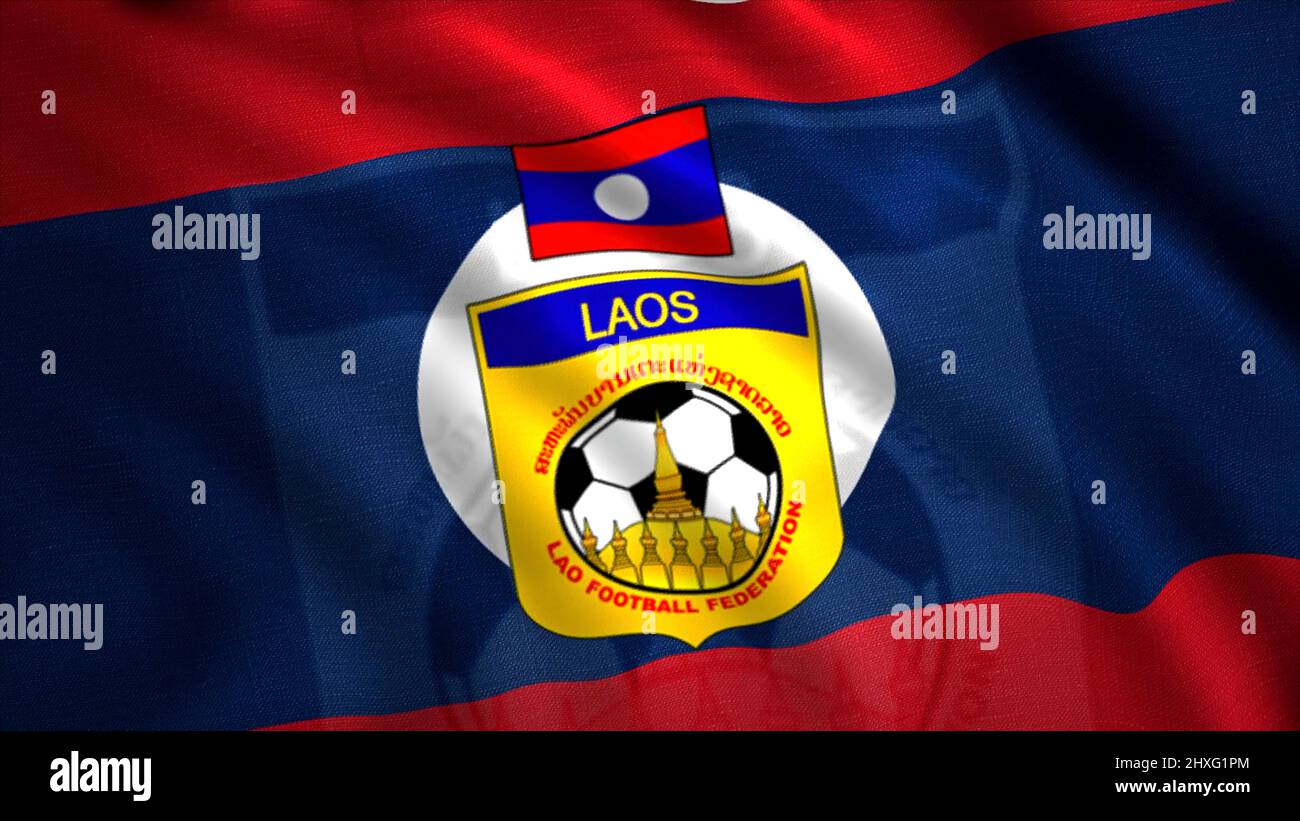 Flag of country with emblem of football team. Motion. Showing flag of ...