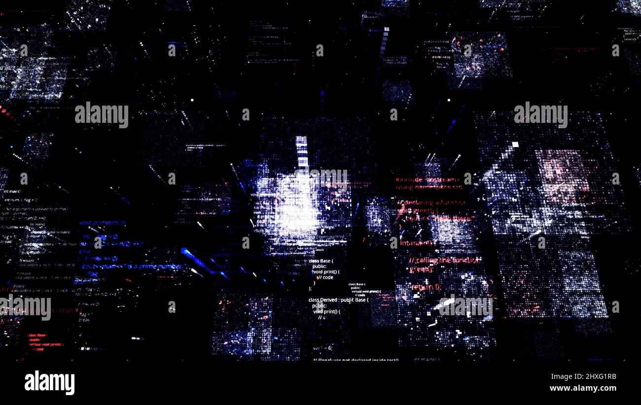 Digital Flying Background With A Network Data Code Seamless Loop