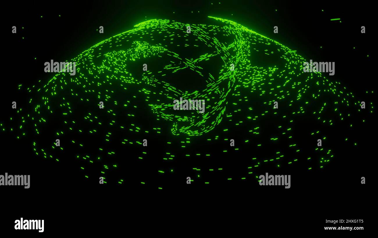 Abstract colorful particles creating transforming galaxy in outer space ...