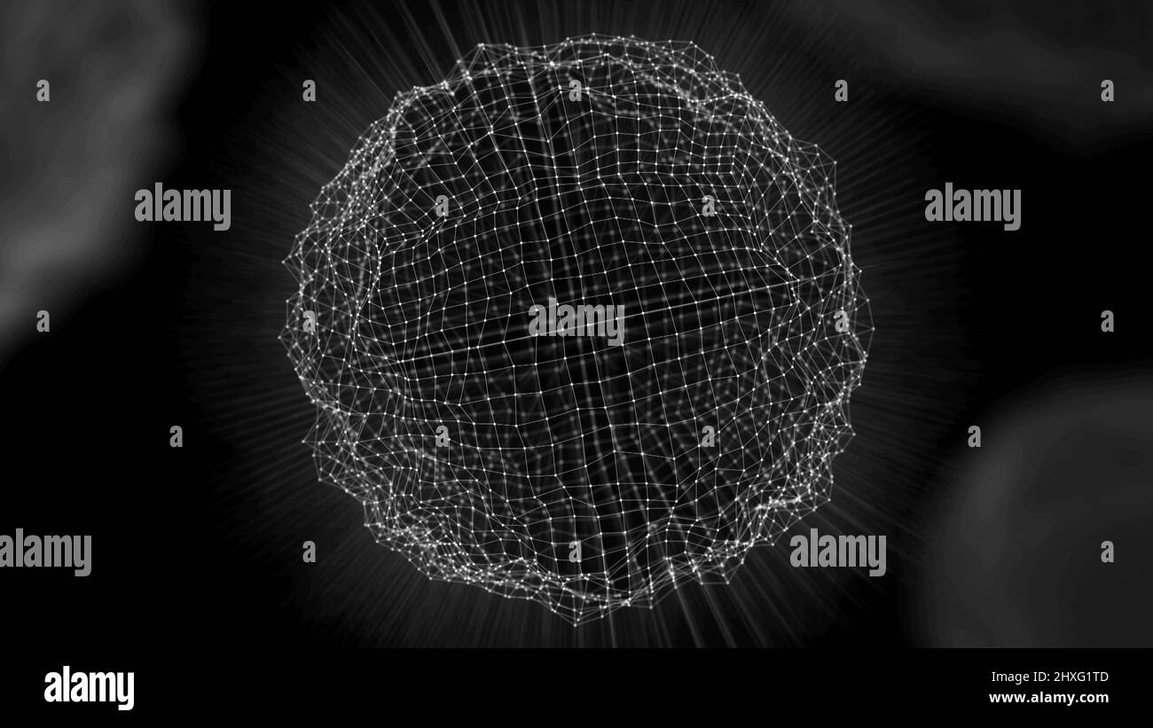Abstract particle sphere rotating. Technology backround. Blue particle energy sphere 4k Seamless ...