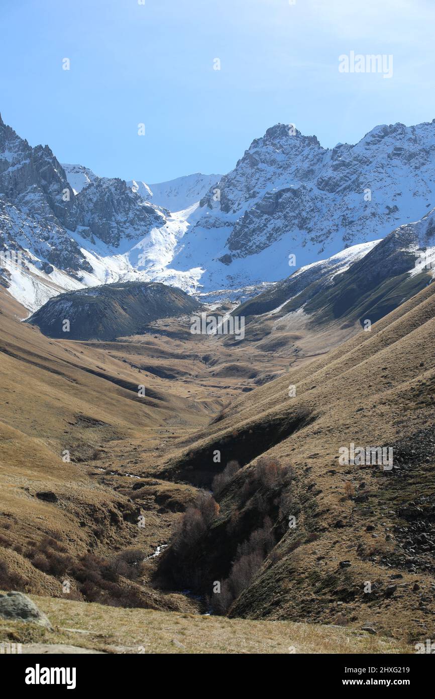 Beautiful night view Qazbegi Mountain valley Stock Photo - Alamy