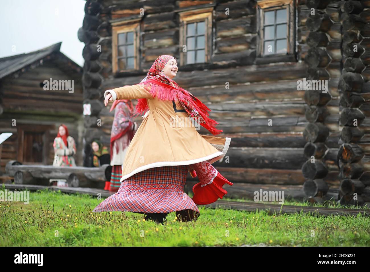 Traditional Slavic rituals in the rustic style. Outdoor in summer ...