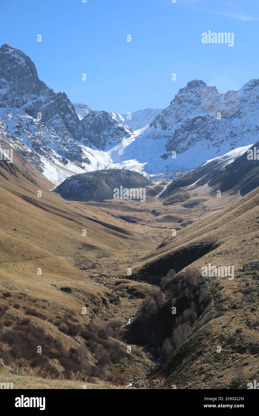Beautiful night view Qazbegi Mountain valley Stock Photo - Alamy