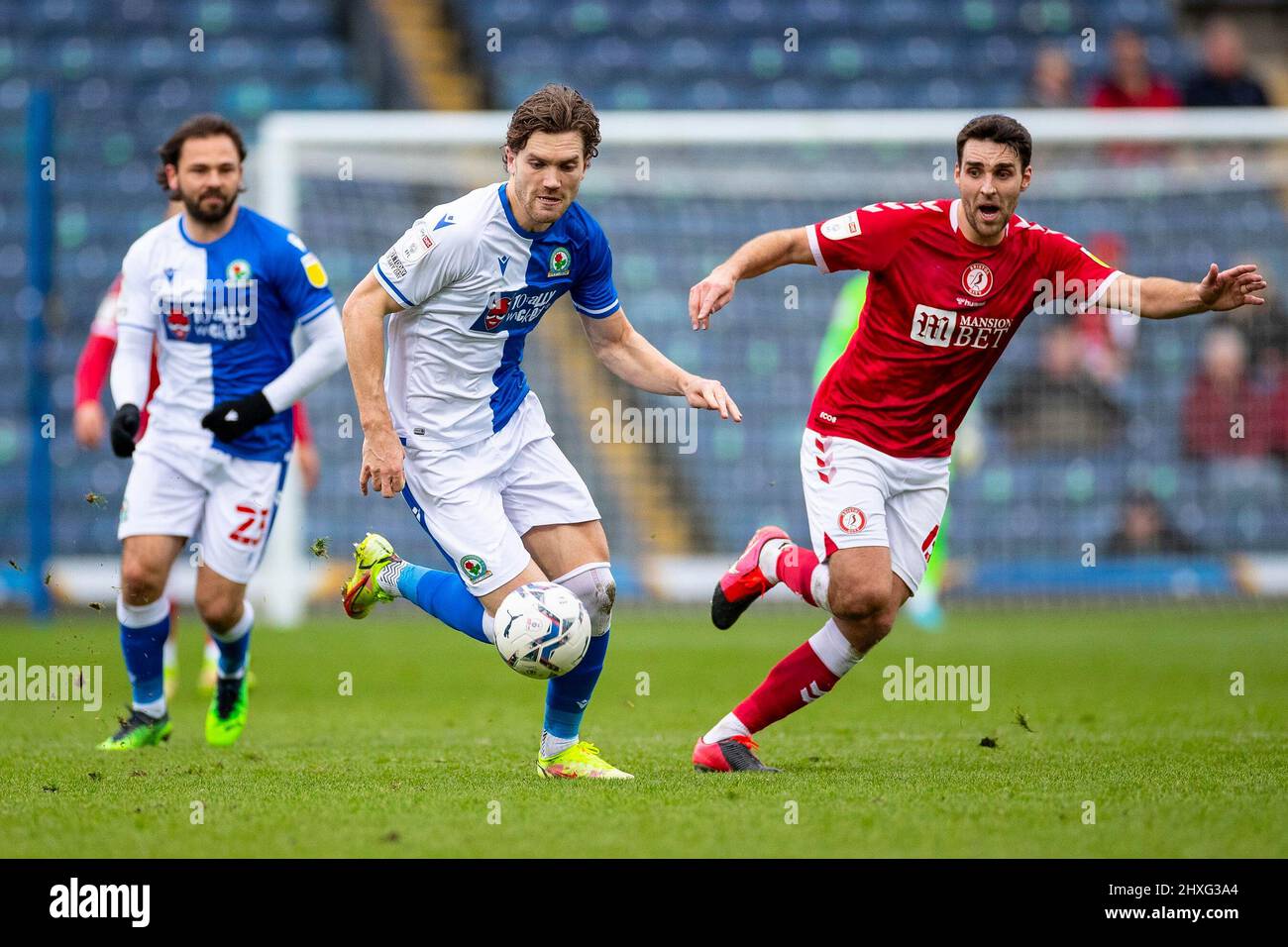 Sam Gallagher #9 of Blackburn Rovers in possession of the ball Stock ...