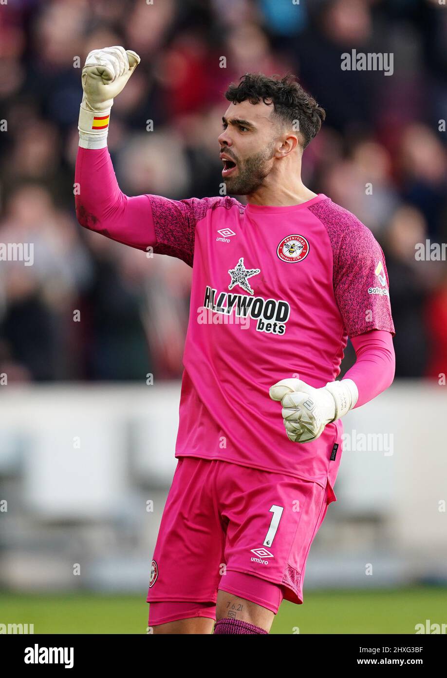 Brentford goalkeeper David Raya Martin celebrates at the end of the ...
