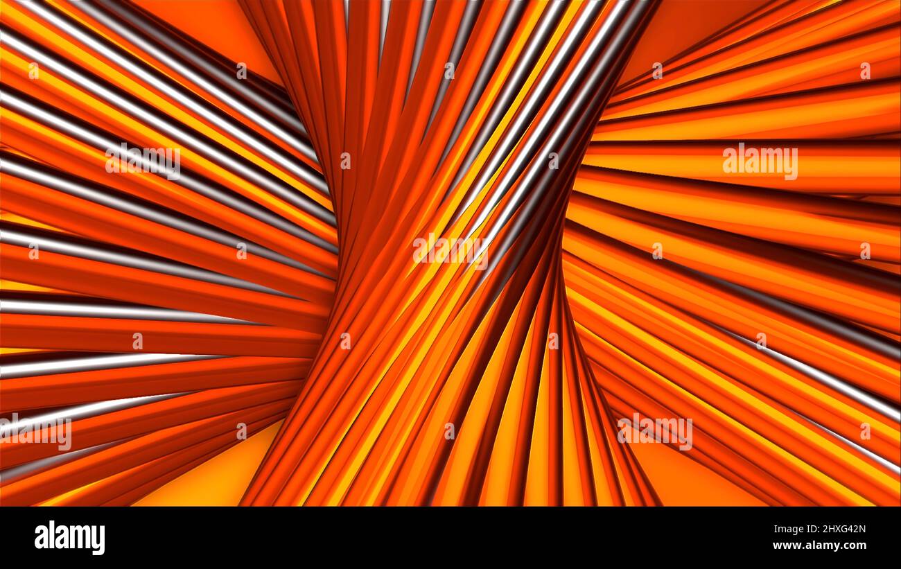 Lines twist into spiral. Motion. 3D lines rotate in vertical spiral ...