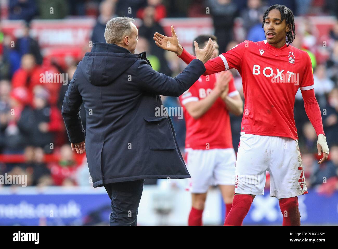 Steve Cooper manager of Nottingham Forest and Djed Spence #2 of ...
