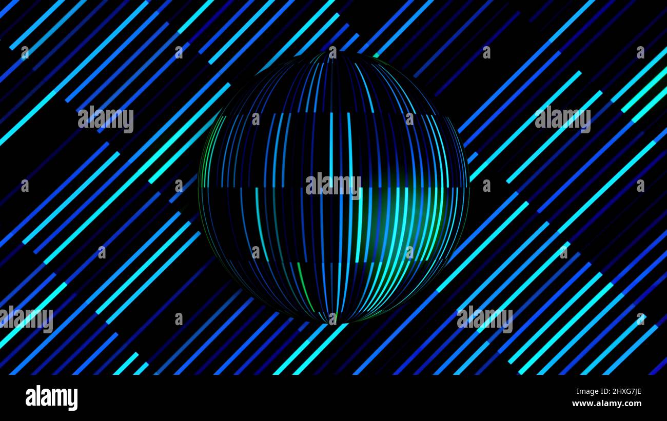 Abstract spinning 3d round shaped object covered by narrow shimmering ...