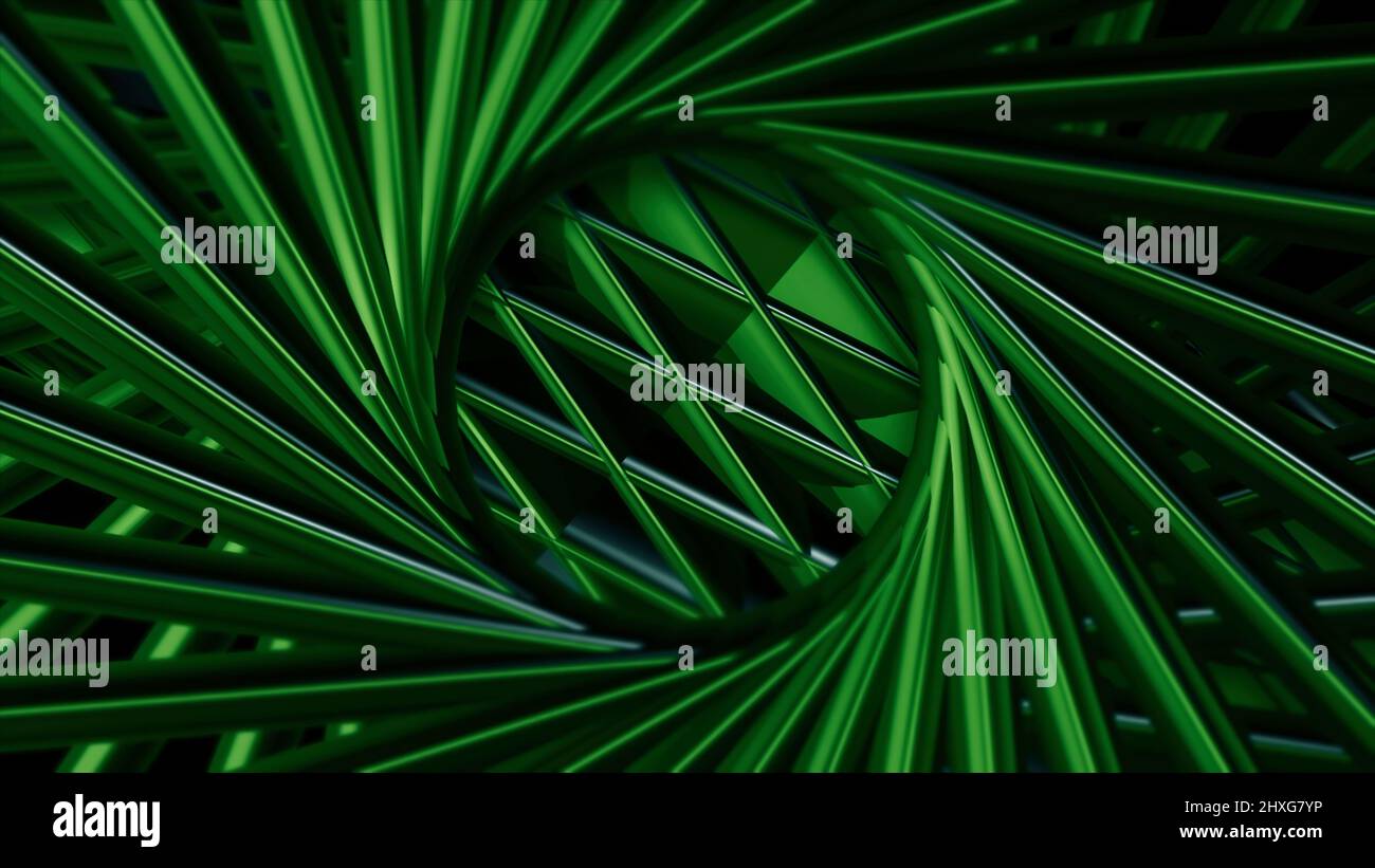 3D pattern in rotating spiral. Motion. 3D metal pattern with diamonds ...