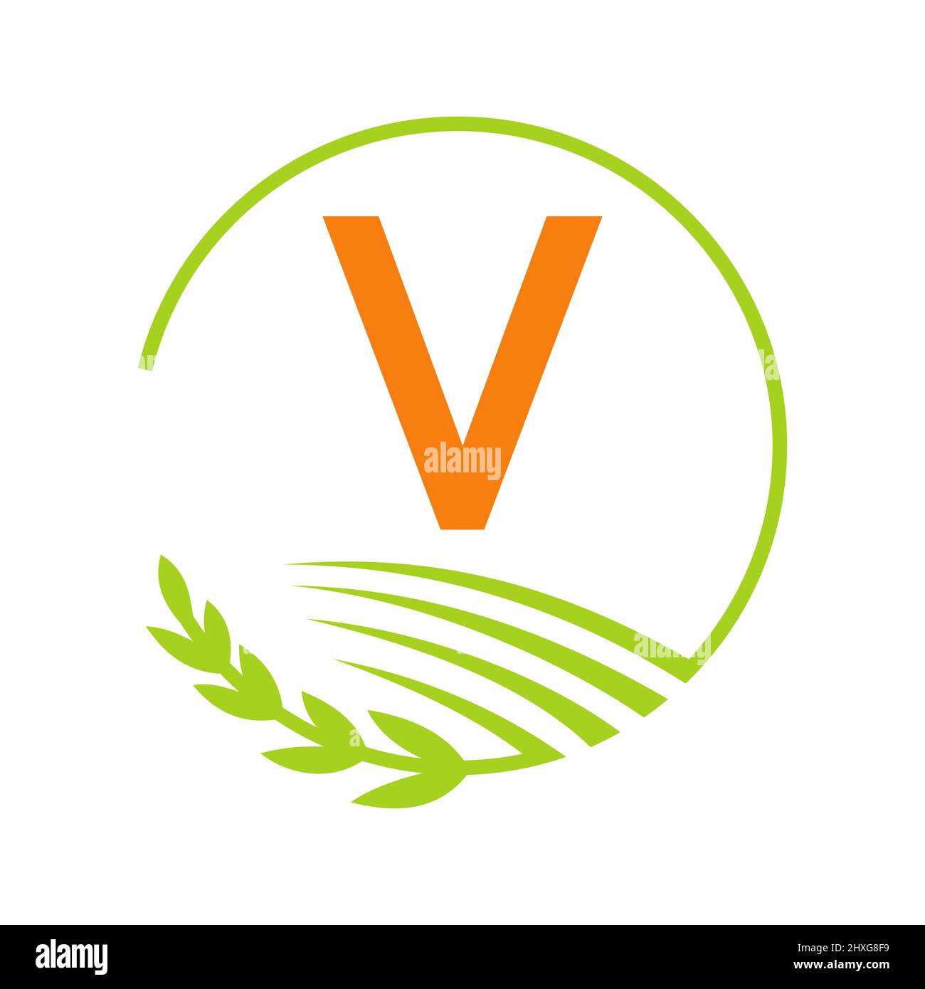 Agriculture Logo On V Letter Concept. Agriculture and Farming Logo Sign ...