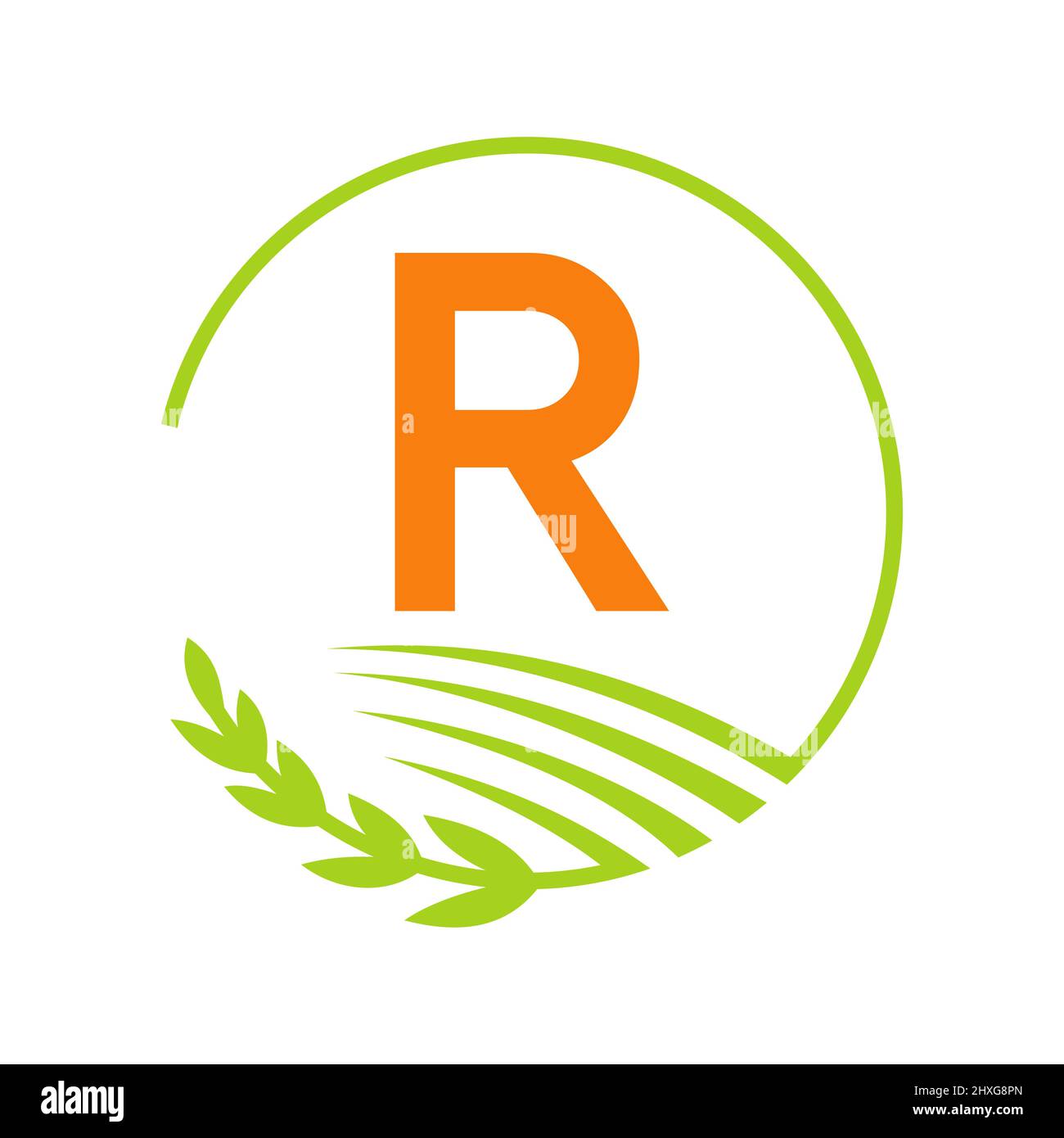 Agriculture Logo On R Letter Concept. Agriculture and Farming Logo Sign ...