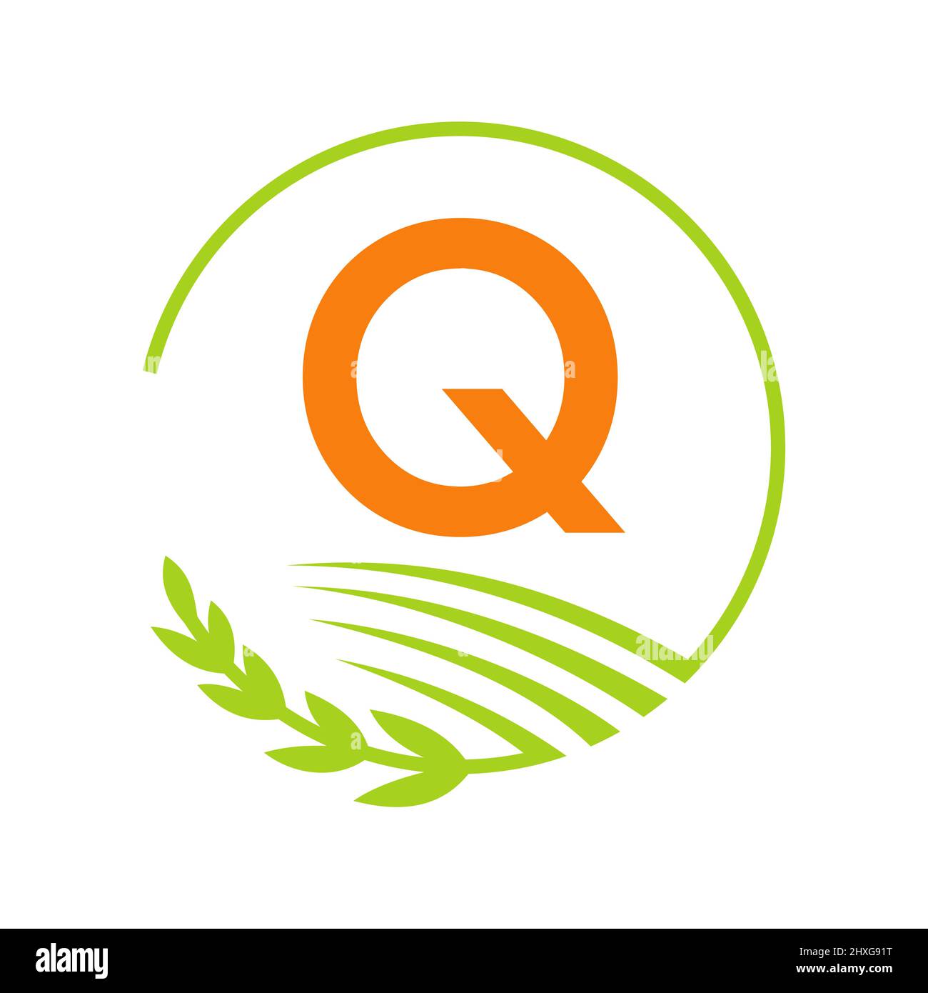 Agriculture Logo On Q Letter Concept. Agriculture and Farming Logo Sign ...