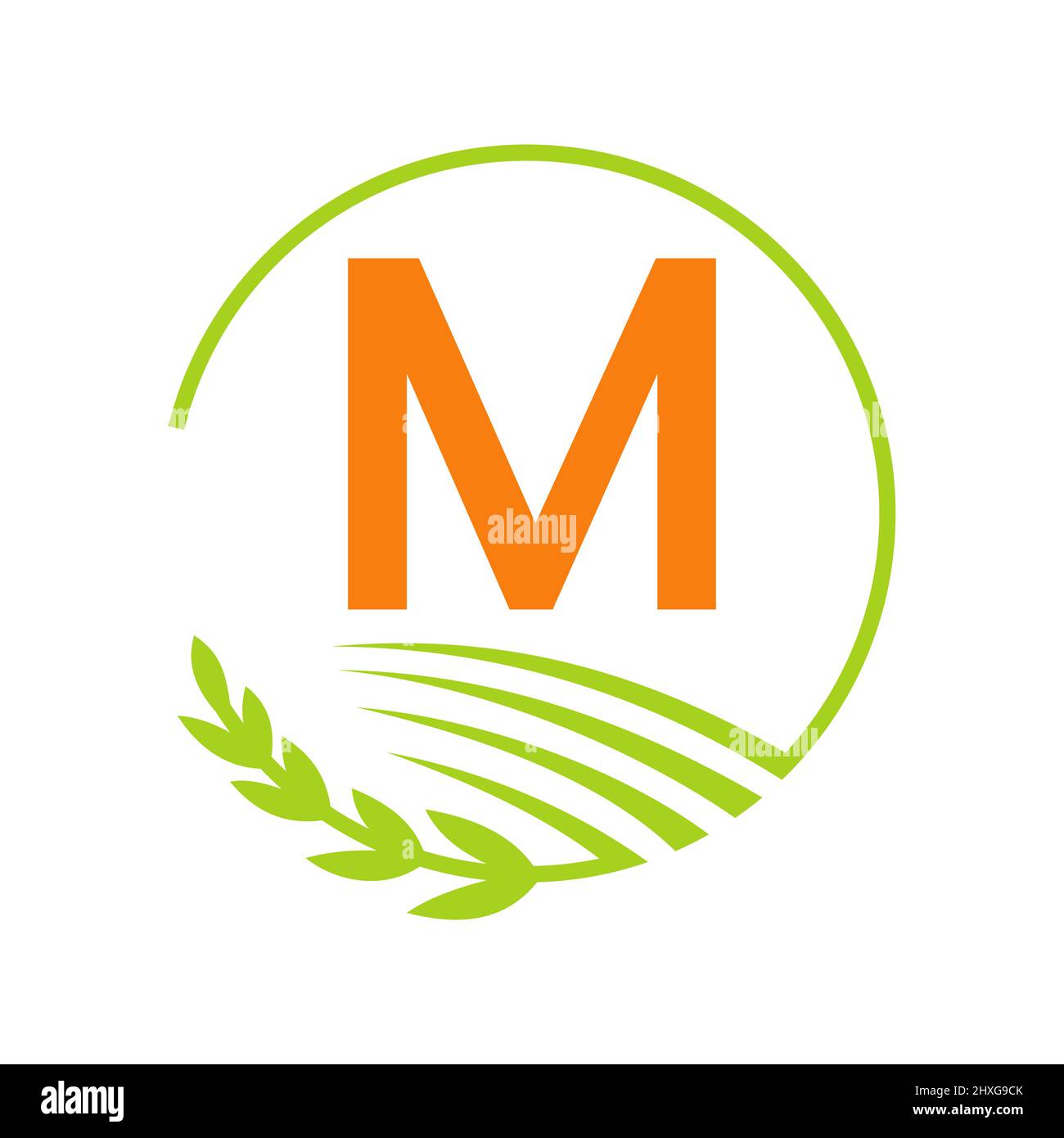 Agriculture Logo On M Letter Concept. Agriculture and Farming Logo Sign ...