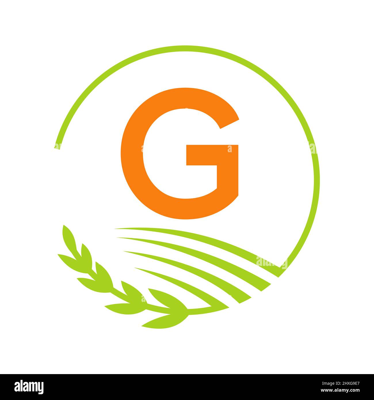 Agriculture Logo On G Letter Concept. Agriculture and Farming Logo Sign ...