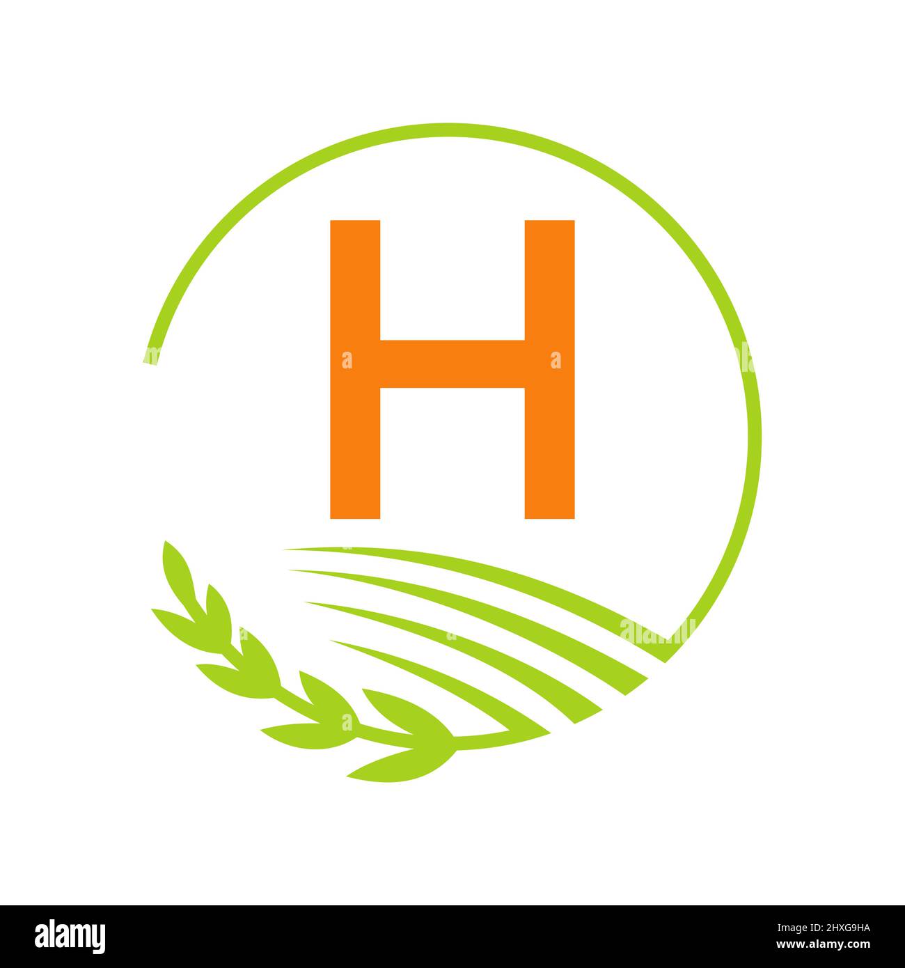 Agriculture Logo On H Letter Concept. Agriculture and Farming Logo Sign ...