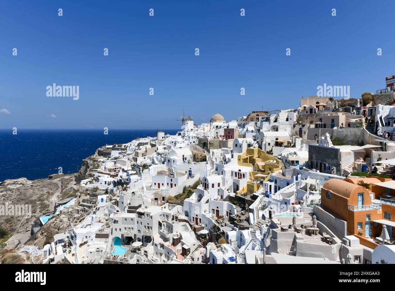 Charming view Oia village on Santorini island, Greece. Traditional ...