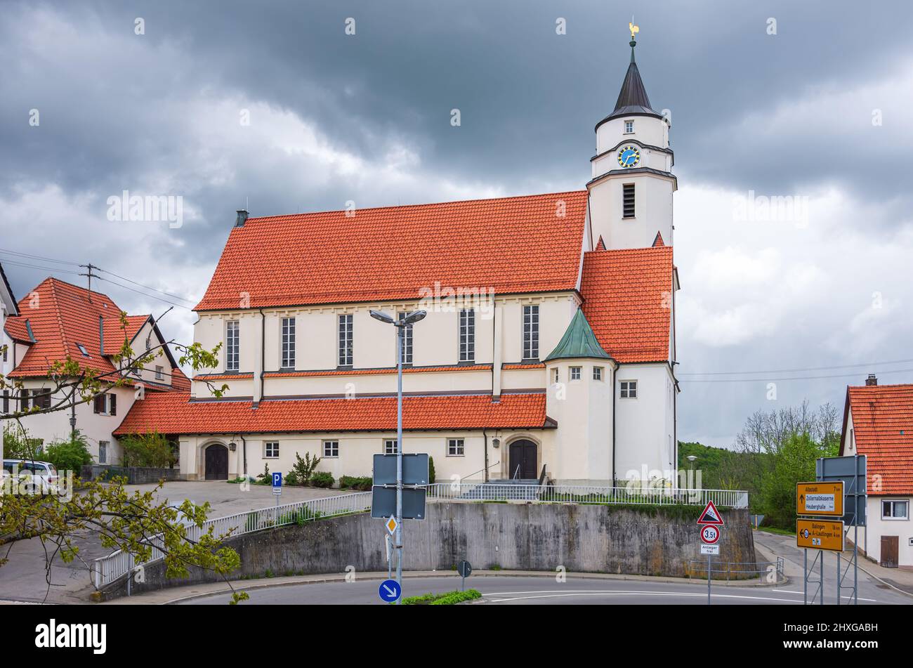 The Protestant Lambert Church (Lamprechtskirche) in Meßstetten on ...