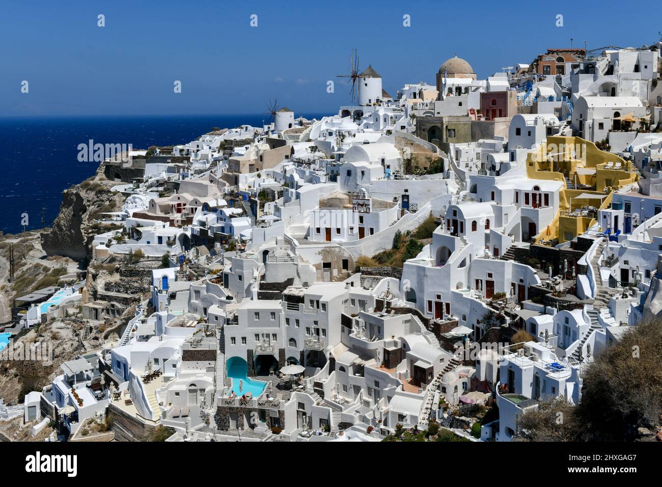 Charming view Oia village on Santorini island, Greece. Traditional ...
