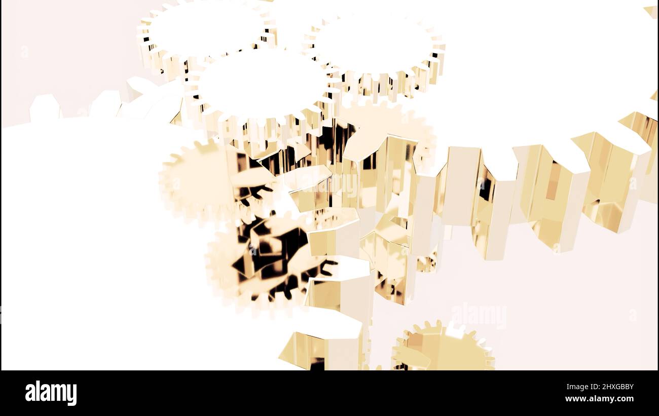 Animated golden cogwheel spinning. mechanics and engineering. Design ...