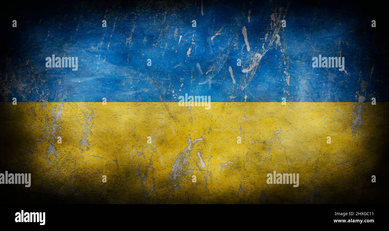 Flag of Ukraine. Stop war. Restricted are, war zone. Grunge look with ...