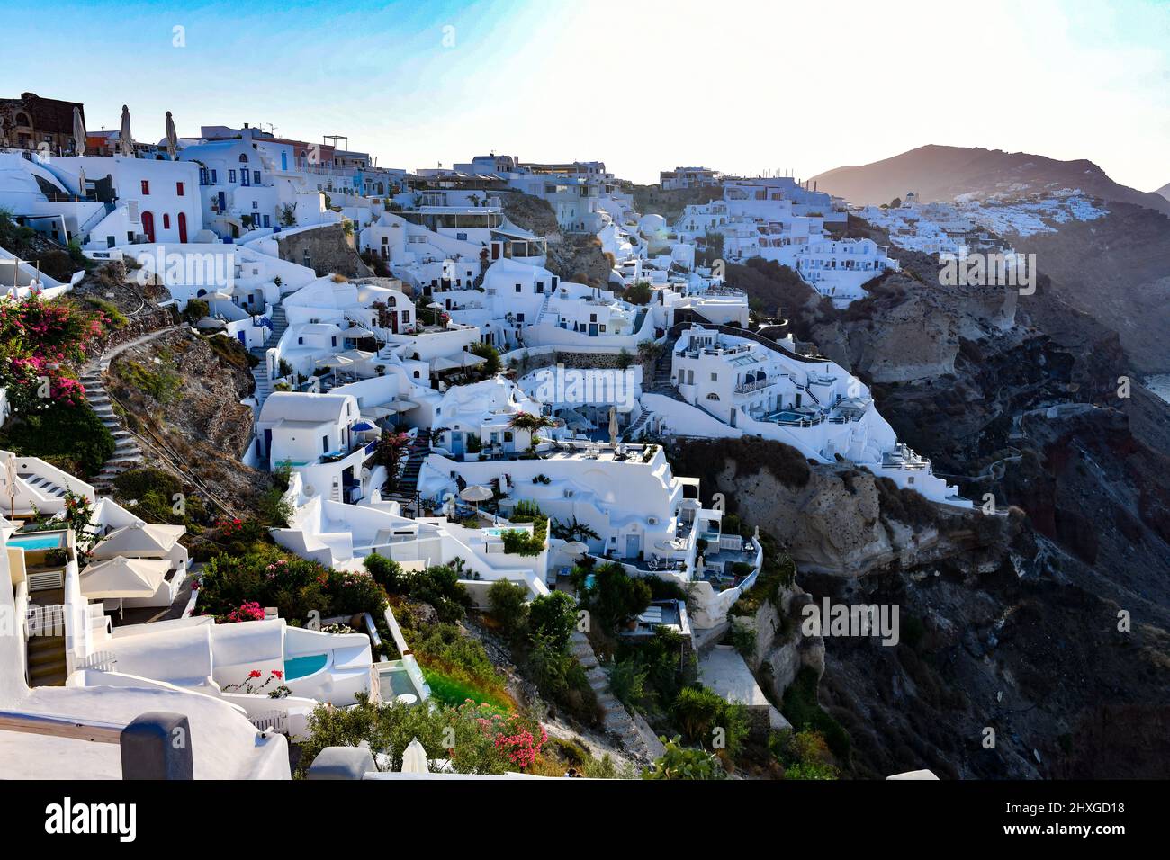 Charming view Oia village on Santorini island, Greece. Traditional ...