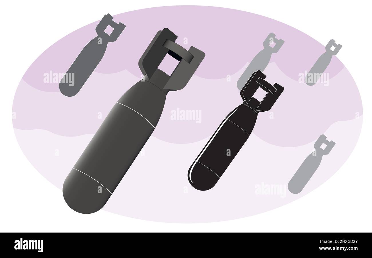 Flying bombs against the sky. War. Flat vector illustration Stock ...