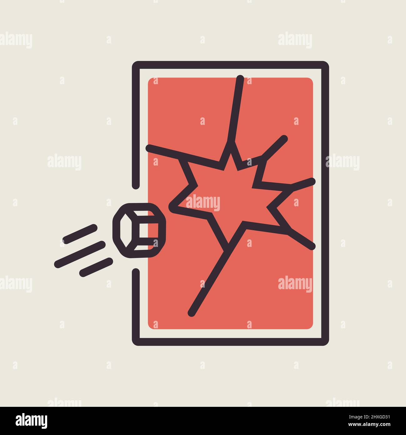 Broken store isolated vector icon. Broken windows and facades of store ...