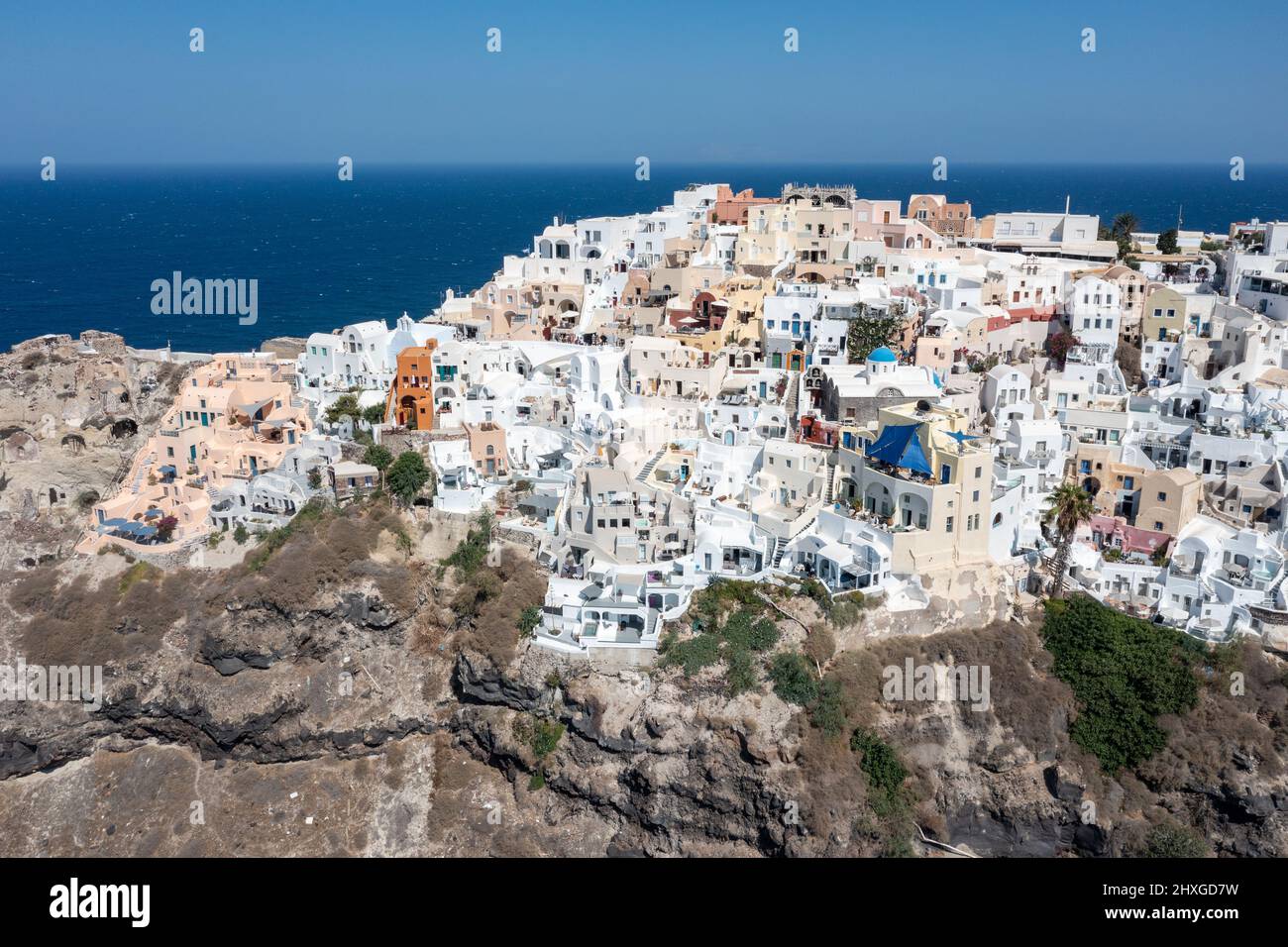Charming view Oia village on Santorini island, Greece. Traditional ...