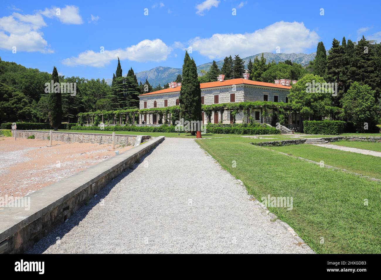 Villa Milocer and park near the King's beach in Montenegro Stock Photo ...