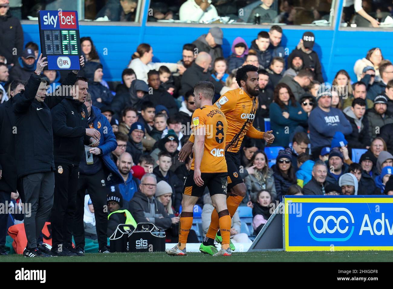 Birmingham, UK. 12th Mar, 2022. Tom Huddlestone #23 of Hull City comes ...