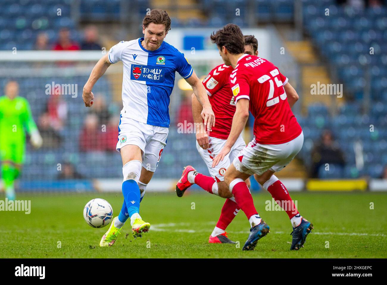 Sam Gallagher #9 of Blackburn Rovers in possession of the ball Stock ...