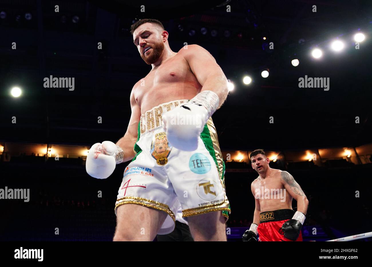 Thomas Carty (left) Michal Boloz during their International Heavyweight ...