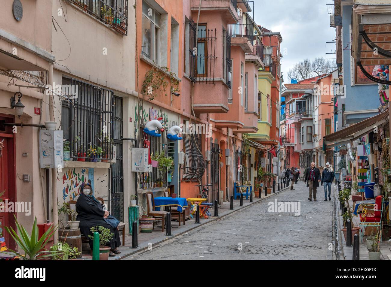 Famous Balat neighborhood in Fatih district of Istanbul, Turkey Stock ...