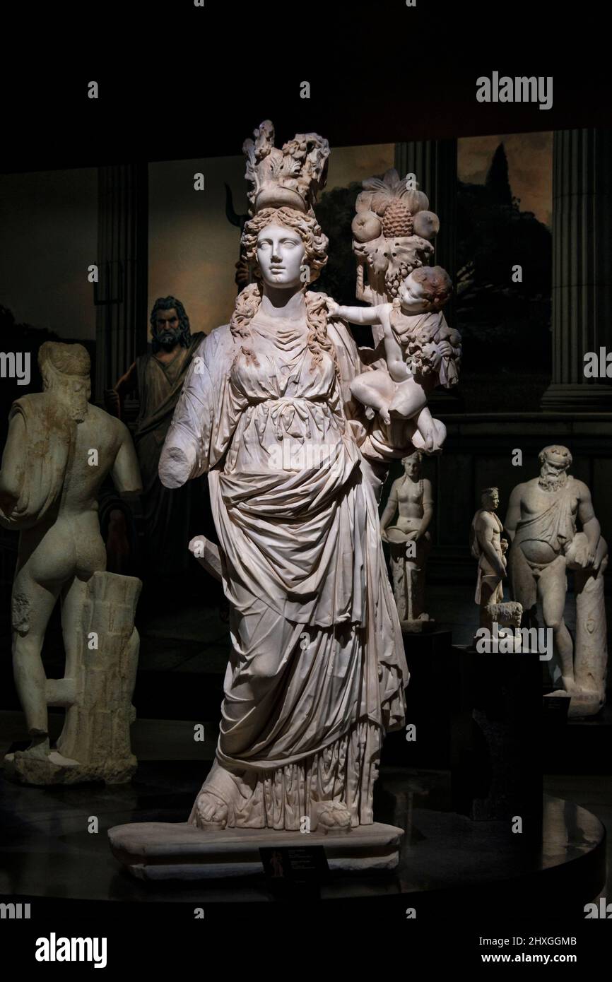Statue of Tyche in Istanbul Archaeology Museum in Turkey Stock Photo ...