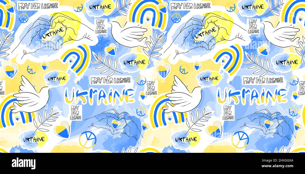 Ukraine seamless vector pattern. SYMBOLS OF THE COUNTRY in Ukrainian ...