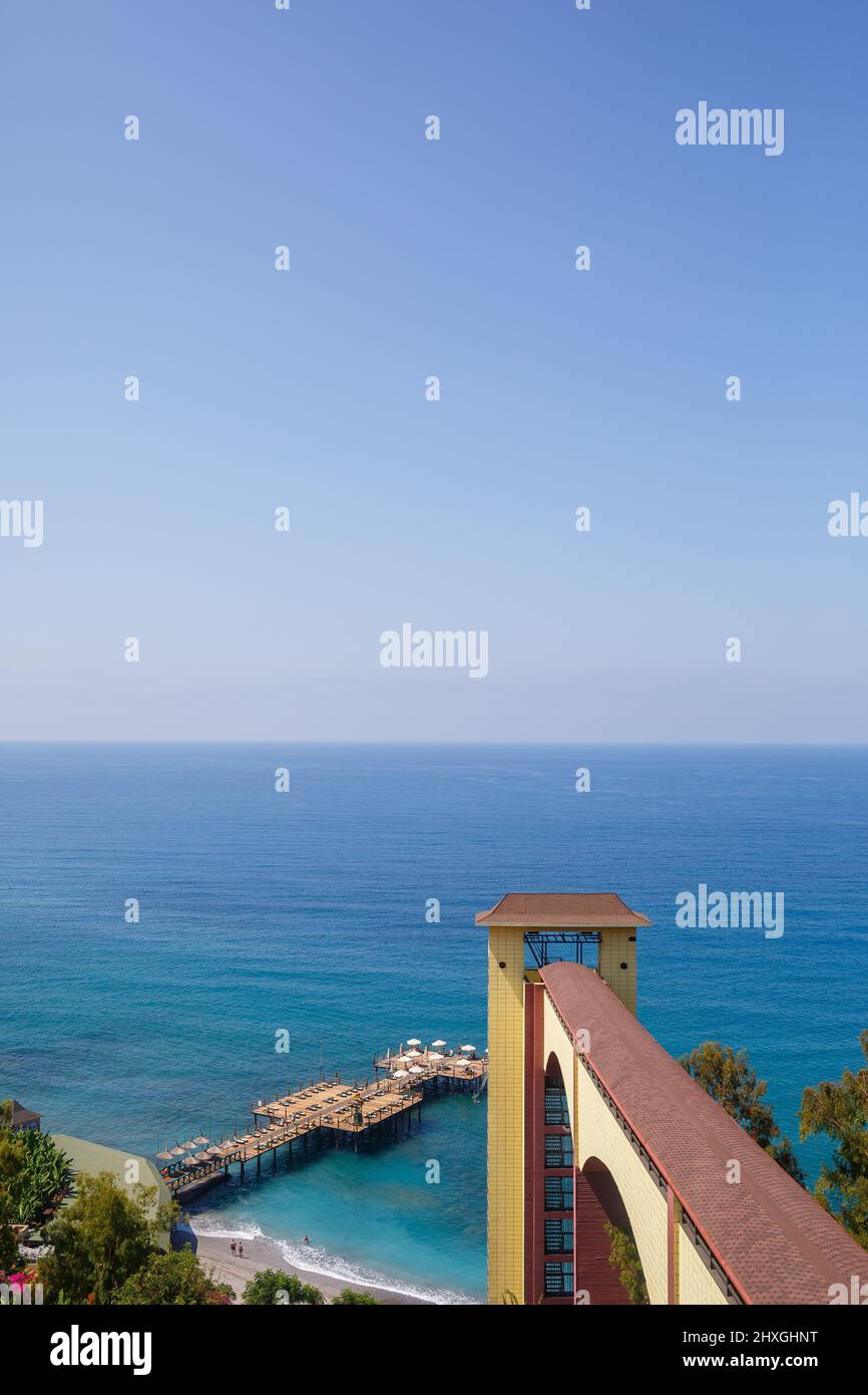Very picturesque view of the Mediterranean Turkish Sea from a height ...