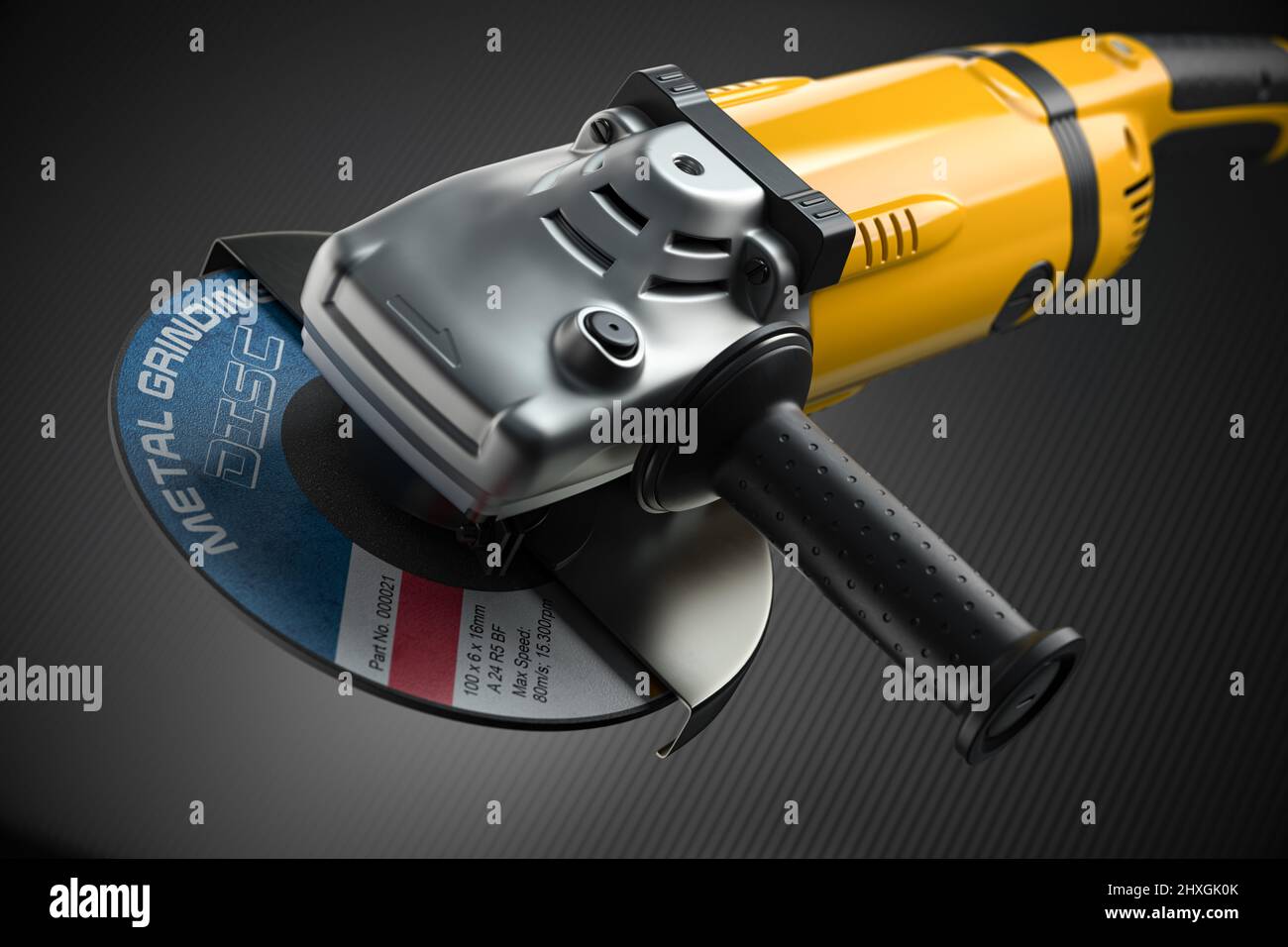 Angle grinder machine on black background. 3d illustration Stock Photo ...