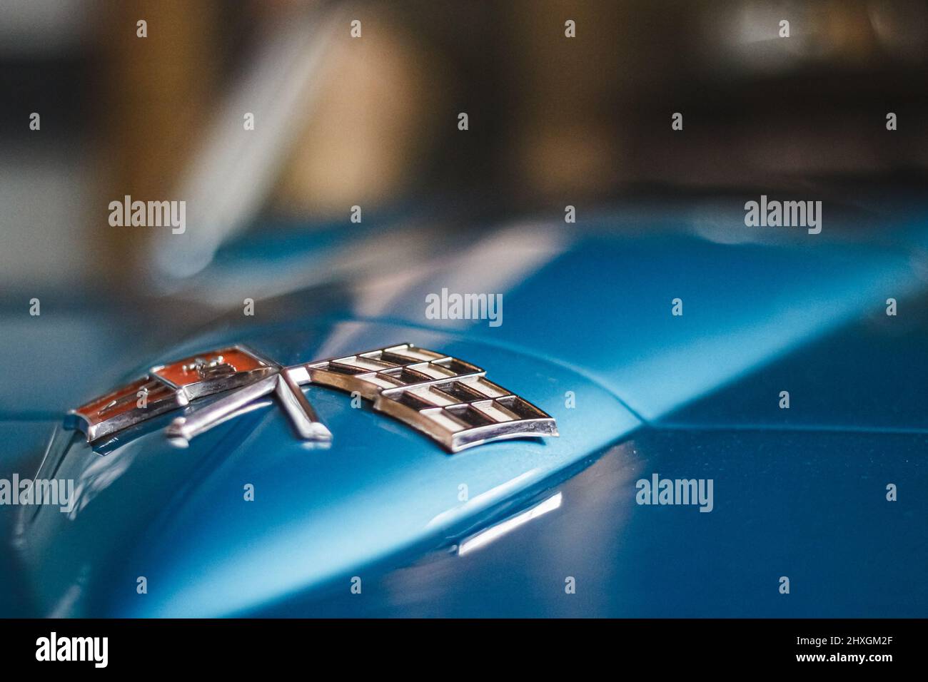 1963 blue Chevrolet corvette emblem lighten Stock Photo - Alamy