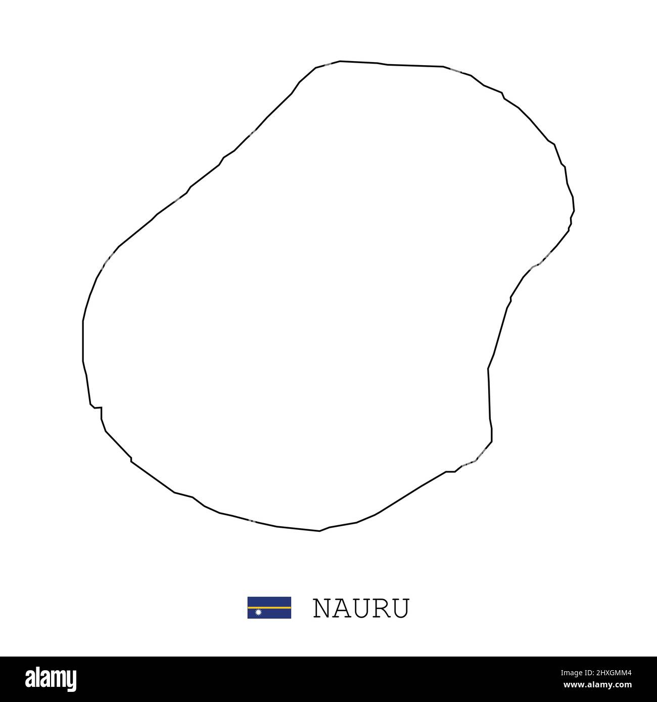 Nauru map line, linear thin vector simple outline and flag. Black on ...