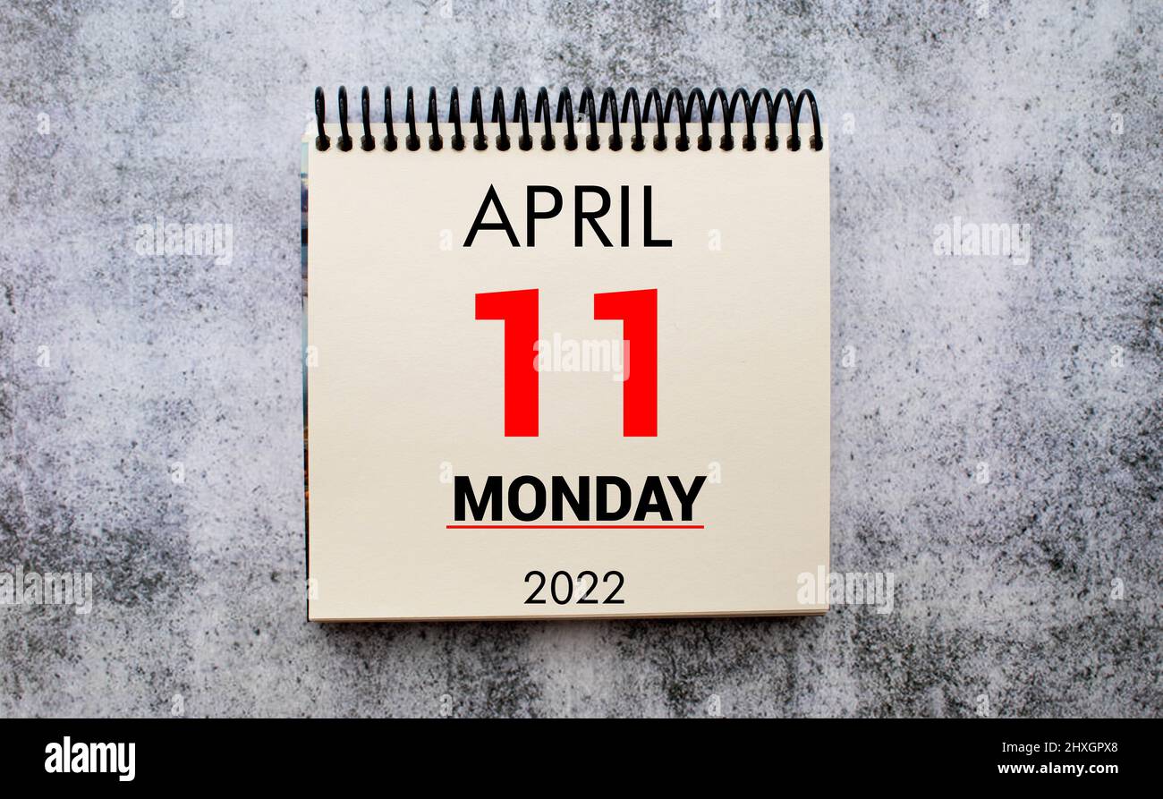 April 11. 11th day of month, calendar date. Stand for desktop calendar ...
